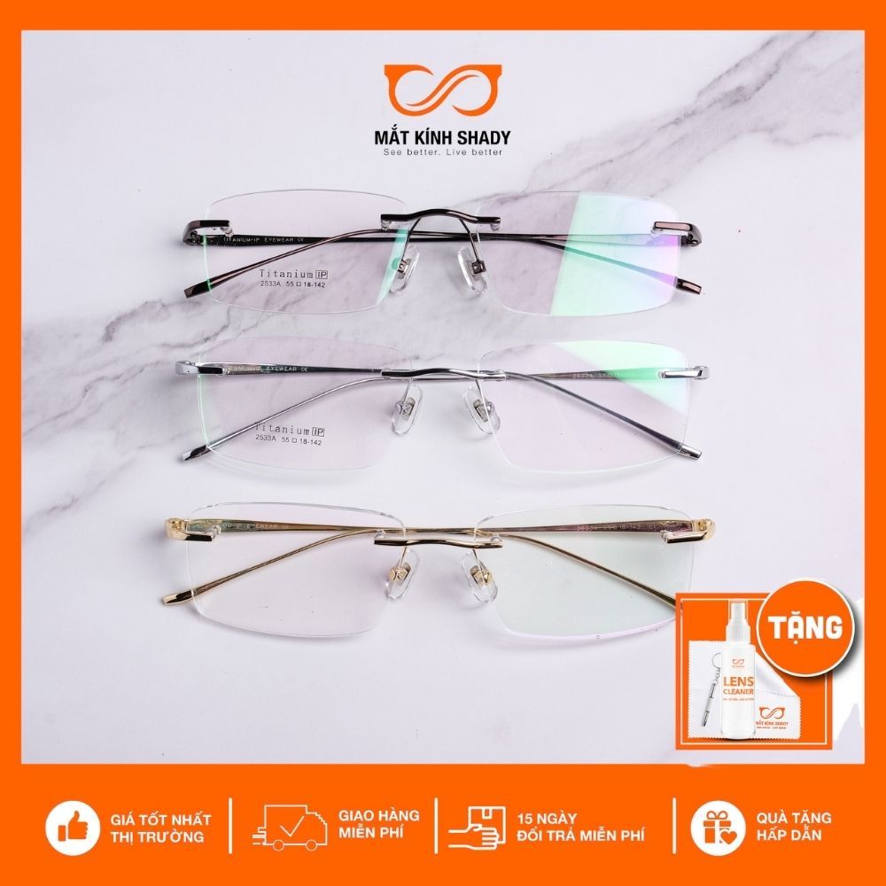 Shady Unisex G2346 Premium Titanium Rimless Drilled Glasses Frame ...