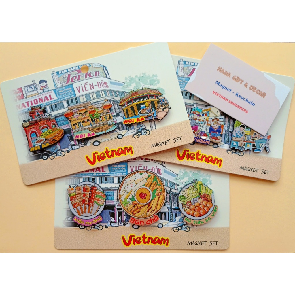 Magnet set of 3 Vietnamese Souvenir wooden sticks - 3D Wooden ...