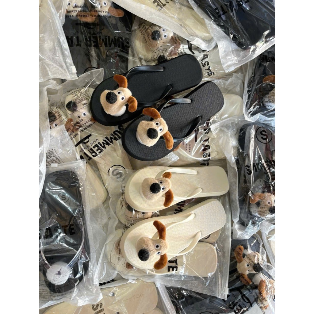 Beach flip flops (Q1) (DIY) Super cute puppy, cute DIY LABUBU Sticker ...