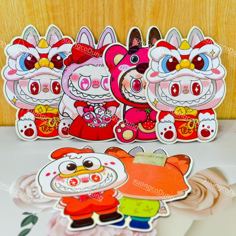 Combo of 10/20 bags (20 designs) of CHIBI LABUBU red envelopes | Shopee ...