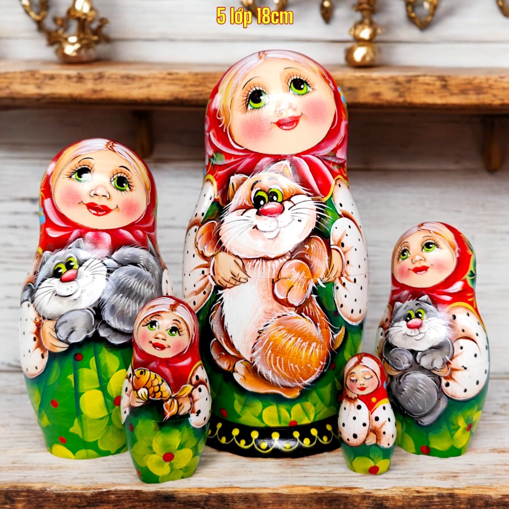 Matryoshka 5-LAYER RUSSIAN DOLL SET 18CM HIGH WITH PATTERN "MISA BABY ...