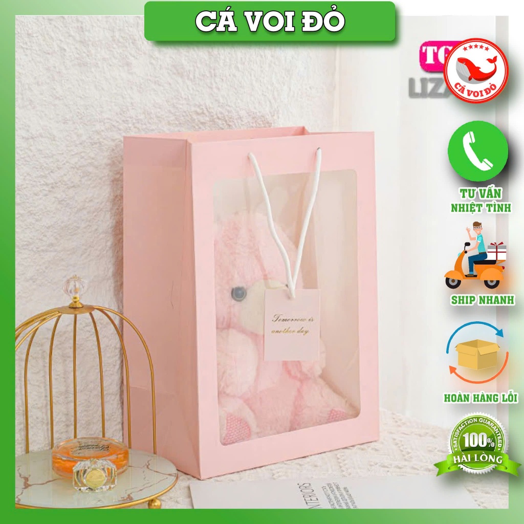 Mika pink+white glass paper flower gift bag, mica paper bag ...