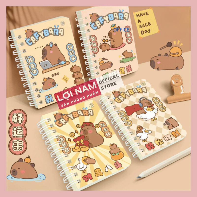 XO A7 Capybara Spring Notebook with Horizontal Lines in Many Super Cute ...