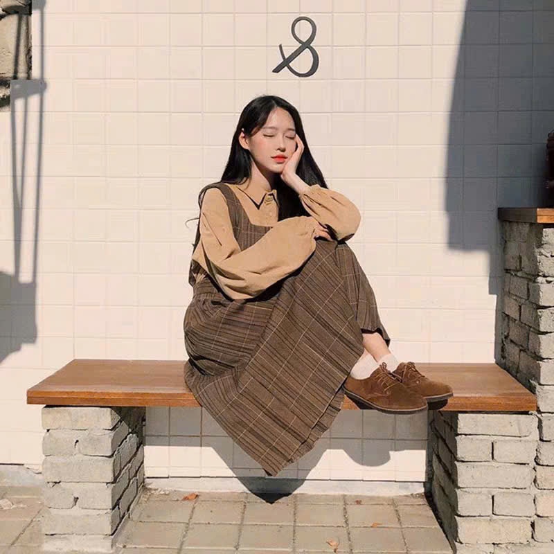 Vintage Korean style MORAN pleated camisole dress (ACTUAL SELF-TAKING ...