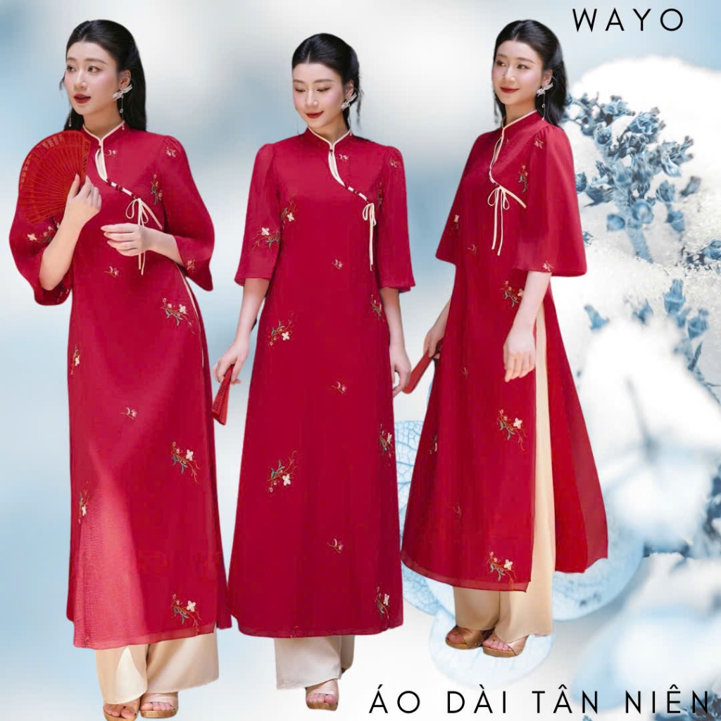 [New Year Ao Dai] WAYO Ao Dai Set with innovative hand-embroidered ...