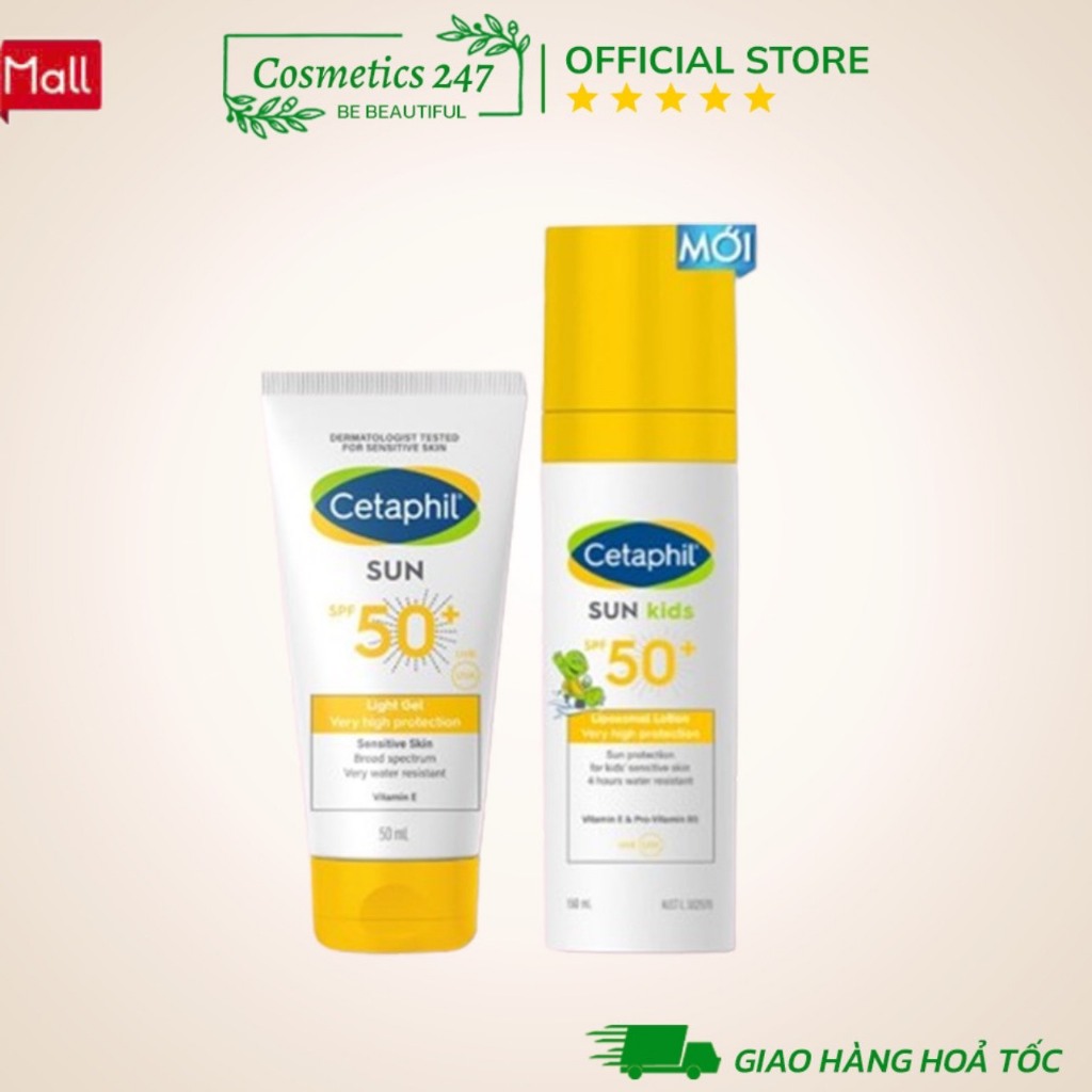 Cetaphil SUN SPF 50+ LIGHT GEL 50ML (GEL FORM) & SUN KIDS 150ML (MILK ...