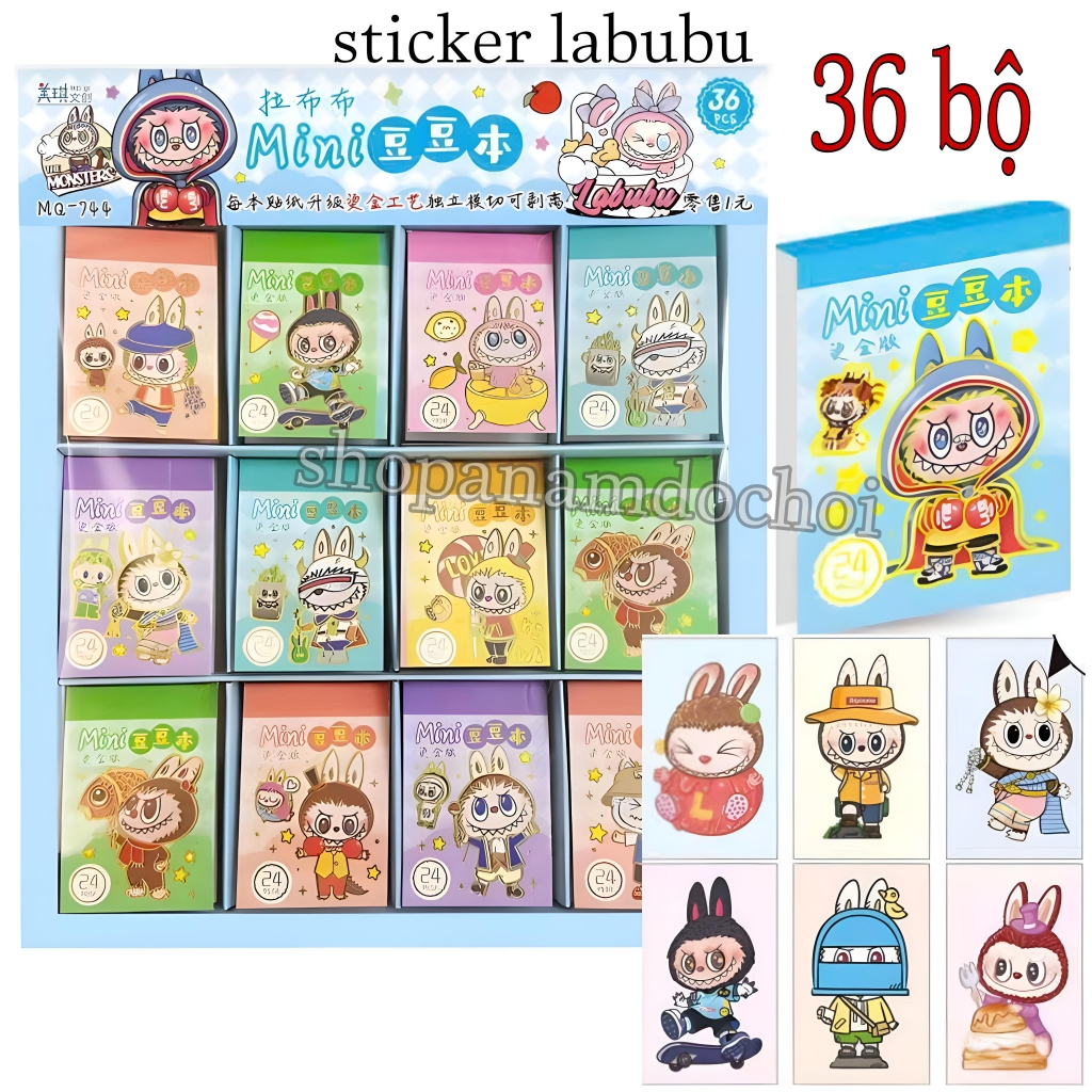 Tray of 36 sets of labubu stickers, mini labubu stickers | Shopee Malaysia