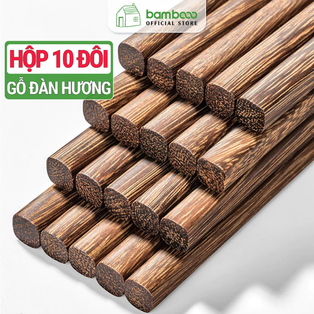 Bambooo ECO 10 pairs of natural sandalwood chopsticks, sturdy, anti ...