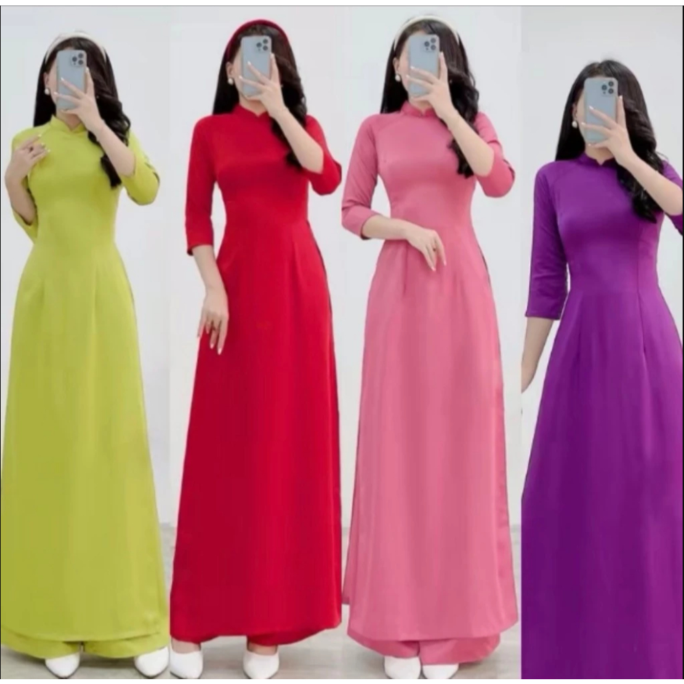 Azaly traditional ao dai, soft and smooth AMERICAN SILK fabric, 2 flaps ...