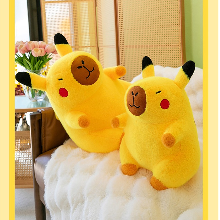 Lovely Capybara Pikachu Teddy Bear, Capybara disguises as Pikachu ...