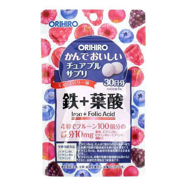 Orihiro chewable tablets iron and folic acid supplement 120 tablets ...