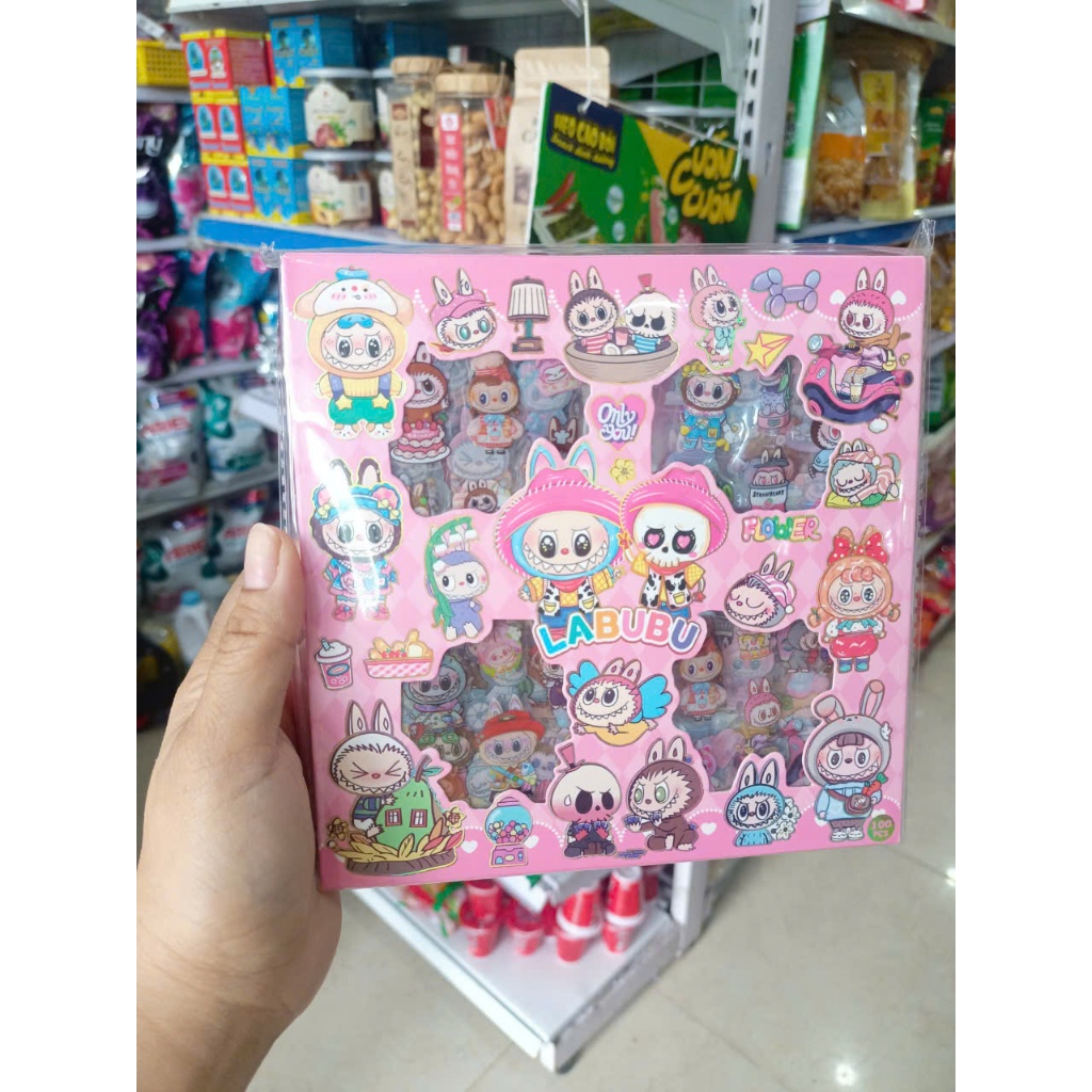 Labubu sticker box of 100 funny and lovely images to decorate water ...
