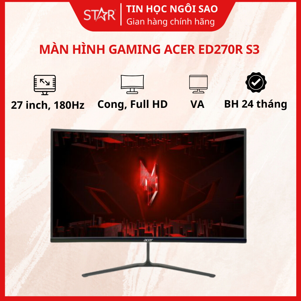 Acer ED270R S3 Gaming Monitor | 27 inch, Full HD, 180Hz, 1ms, VA, Black ...