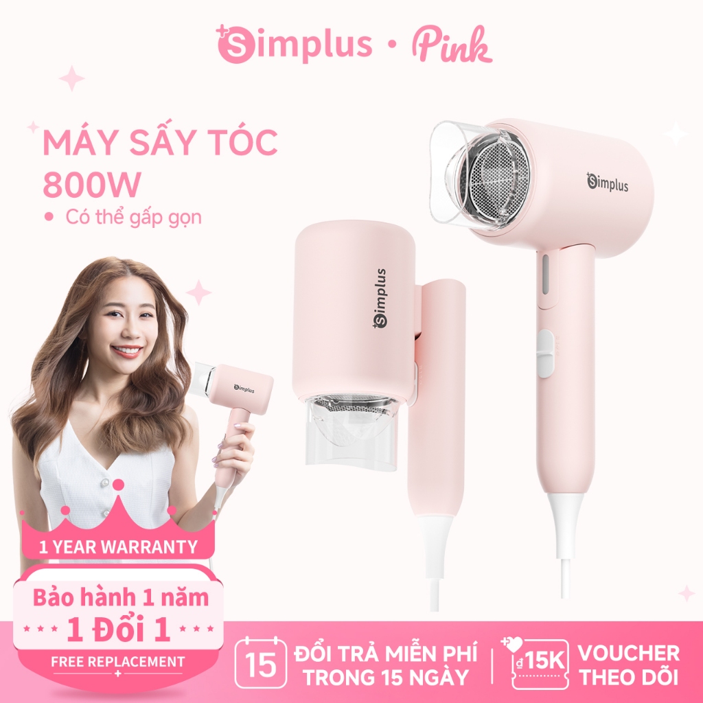 Simplus Pink Hair dryer 800W - Foldable, compact and easy to carry ...