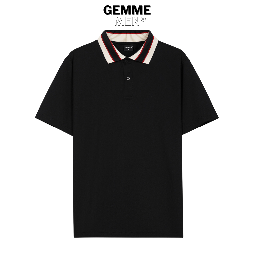 Big Size CVC PREMIUM GEMME MEN polo shirt with cream collar, red and ...