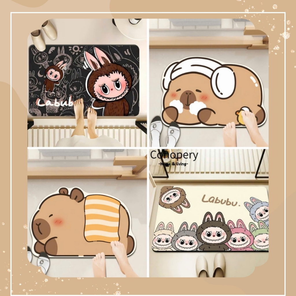 Anti-slip Toilet Floor Mat Size 40x60 cm Bali Felt Material Labubu ...