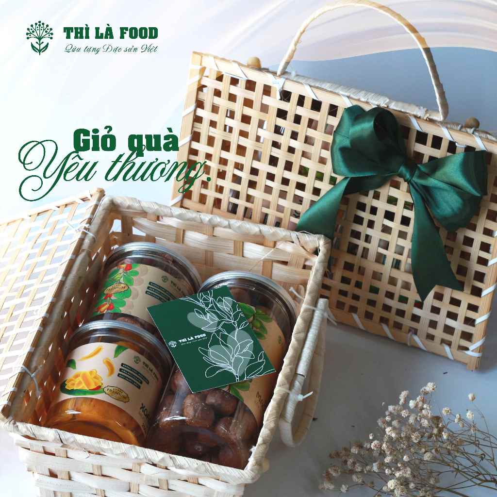 Vietnamese Specialties Gift Basket - Traditional bamboo basket combined ...