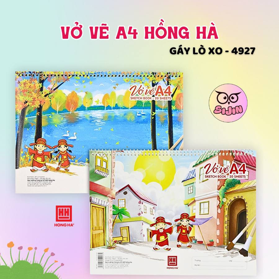 XO Hong Ha spring-bound A4 drawing notebook, thick, smudge-proof paper ...