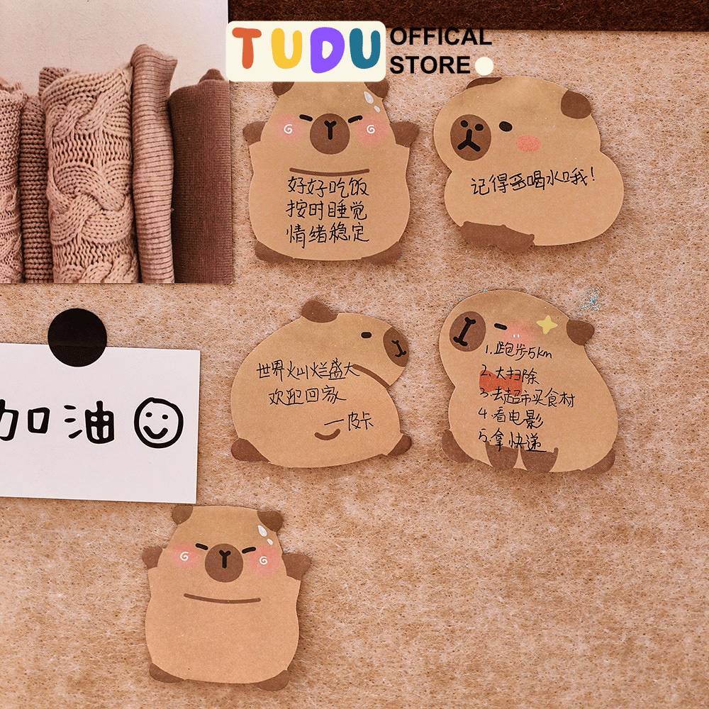 Capybara Note Paper, cute patterned sticky notes, File of 30 Tudu paper ...