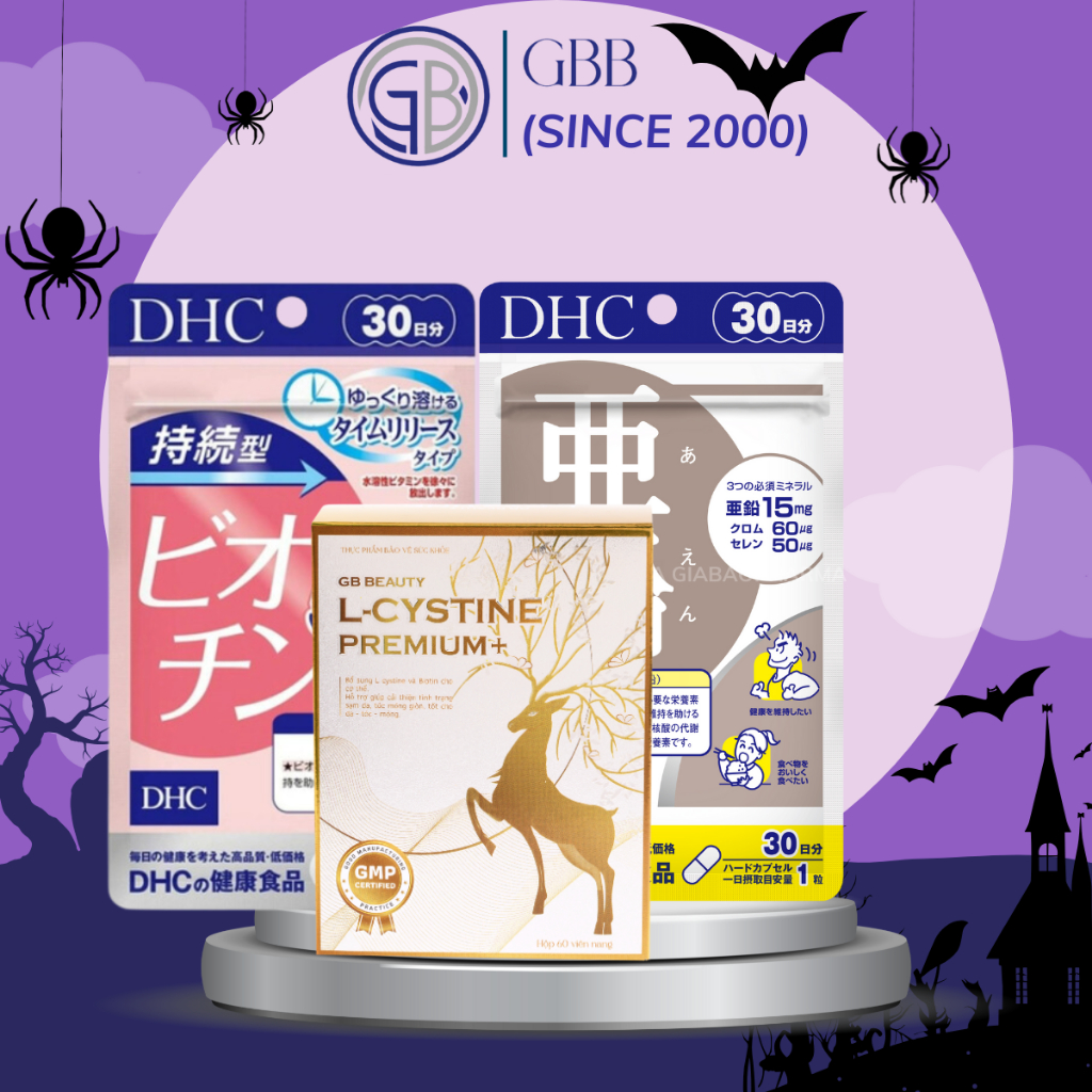 Oral Combo of L cystine Premium+ 60v, Zinc DHC 30v and Biotin DHC 30v supports nutritional ...