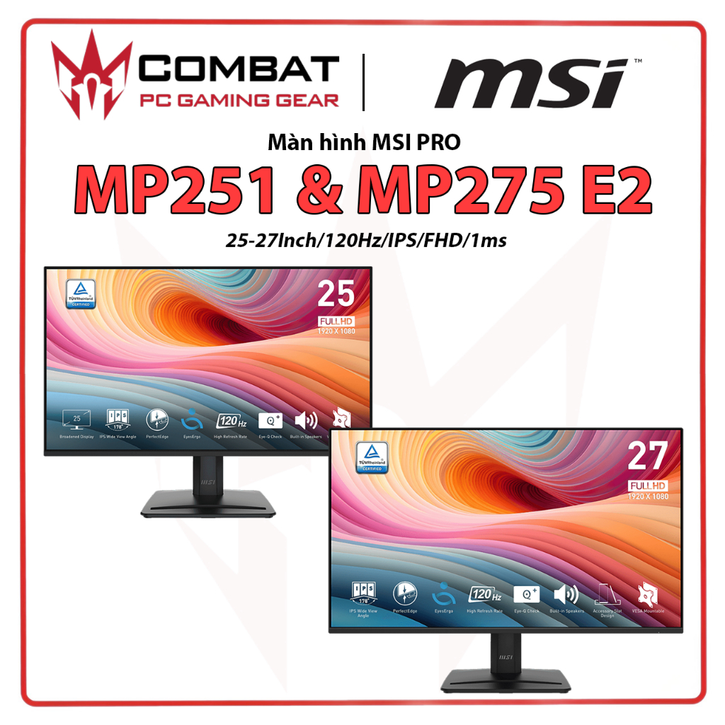Msi MP251 & MP252 & MP275 E2 Computer Monitor 25-27inch/FHD/IPS/120Hz ...
