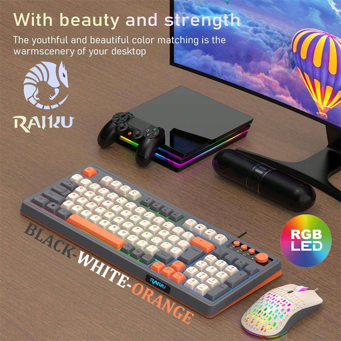 RAIKU T98 Mechanical Keyboard + Mouse Set - Super beautiful Rainbow LED ...