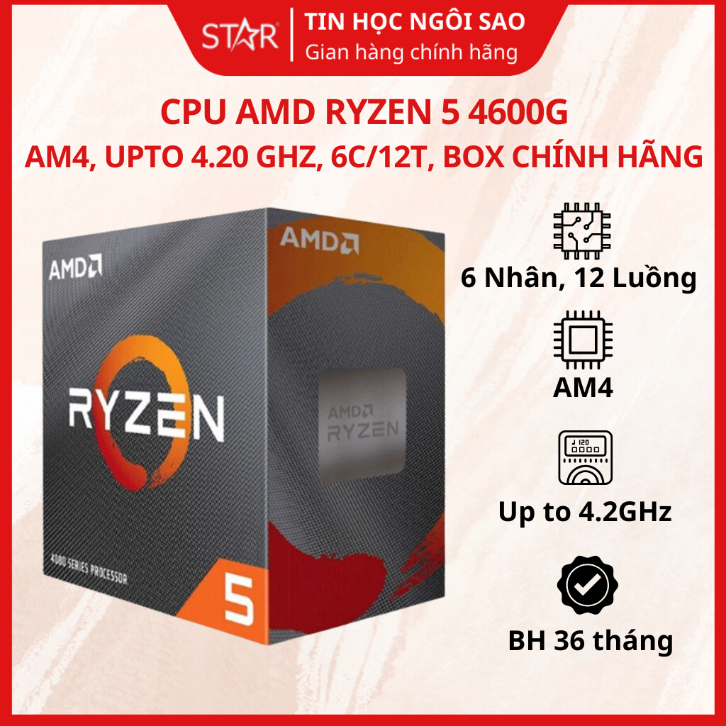 Amd Ryzen 5 4600G CPU | Am4, Upto 4.20 GHz, 6C/12T, 8MB, Genuine Box ...