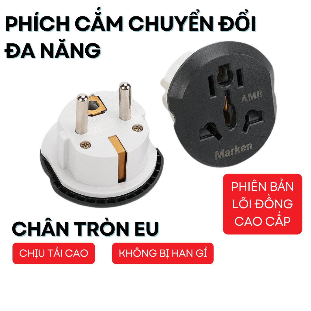 Eu Round Pin Universal Adapter Plug with High Quality Copper Core ...