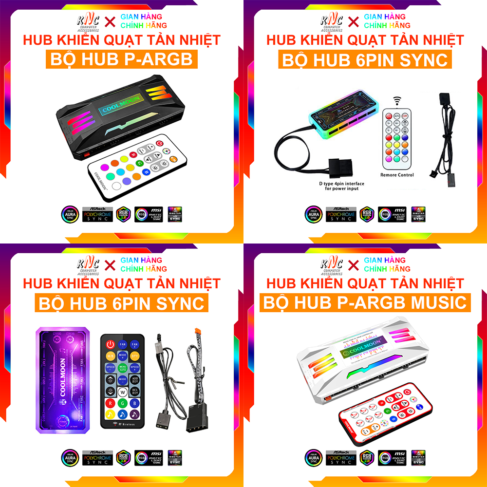 Coolmoon Fan Control Hub Set RGB 6Pin and PWM Led 5v ARGB - Genuine ...