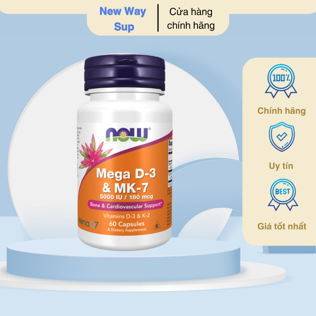 Now Vitamin Mega D3 & MK7 helps strengthen bones (60 Tablets) | Shopee ...