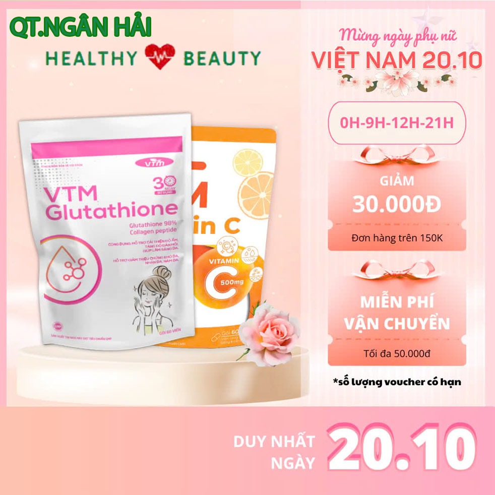 Glutathione, Vitamin C VTM pill combo supports skin whitening, fading ...