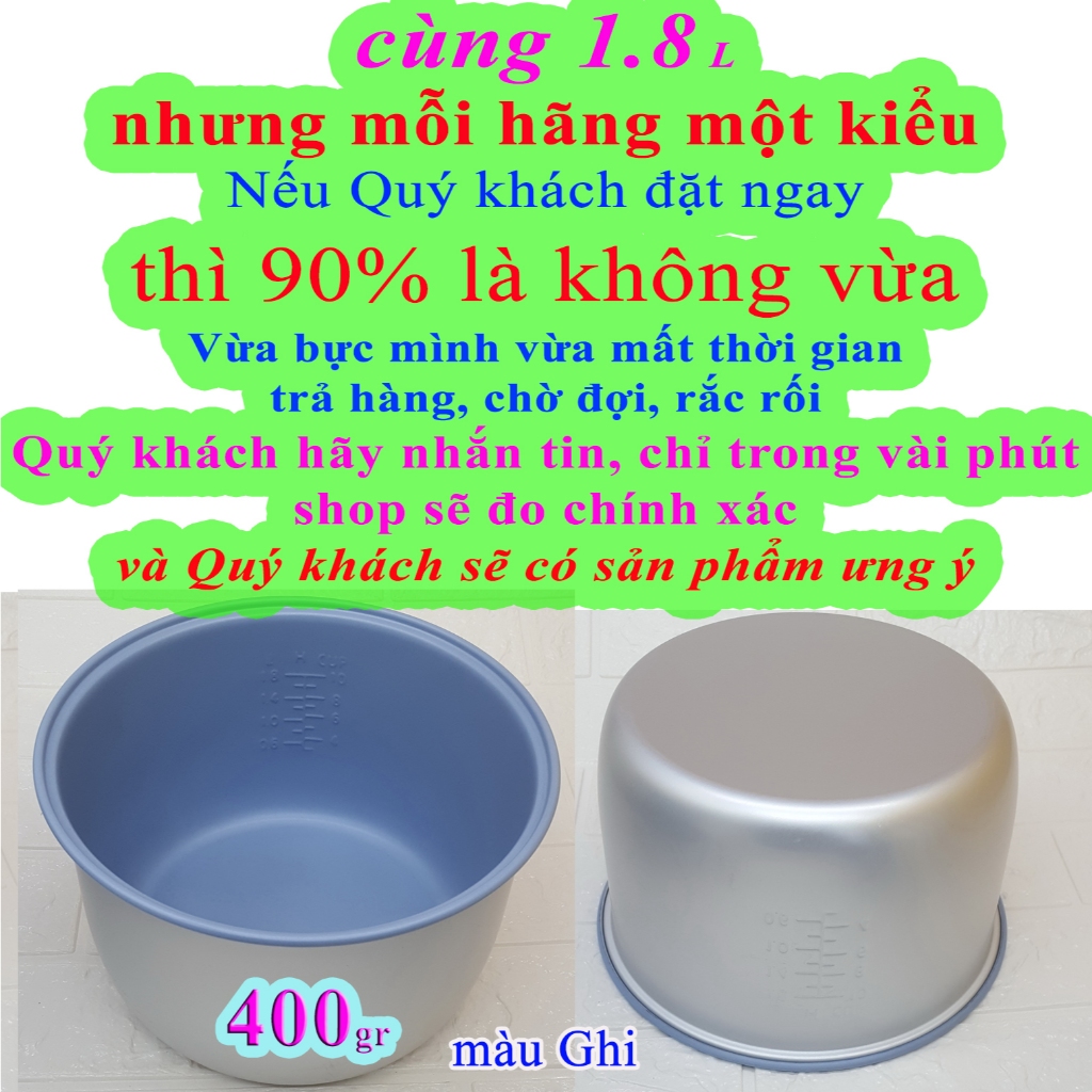 1.8 L non-stick rice cooker inner color Gray, weighs 400 gr (inner ...