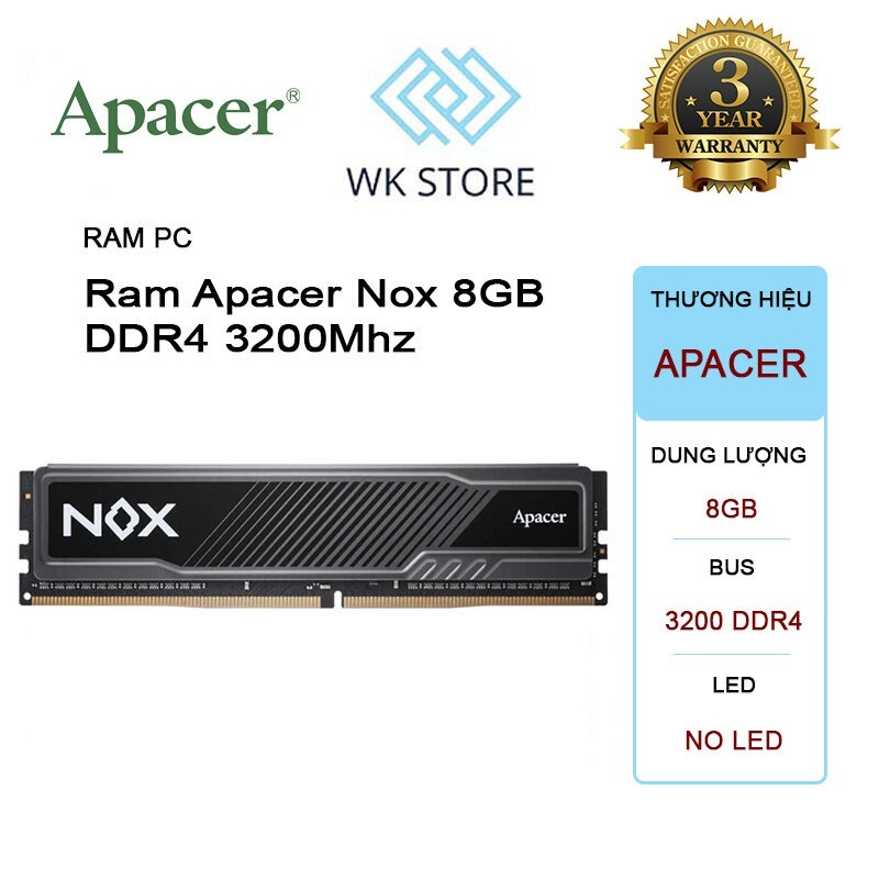 Apacer OC Nox Ram 8GB / 16GB DDR4 3200Mhz | Black Black | No led | | Shopee Malaysia