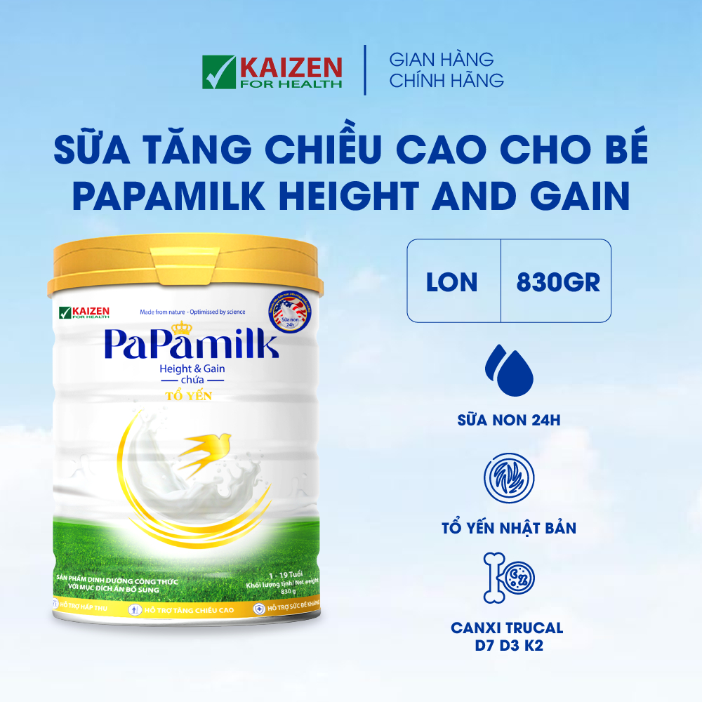 Papamilk Height & Gain Milk (830gr Can) helps babies Gain weight and ...