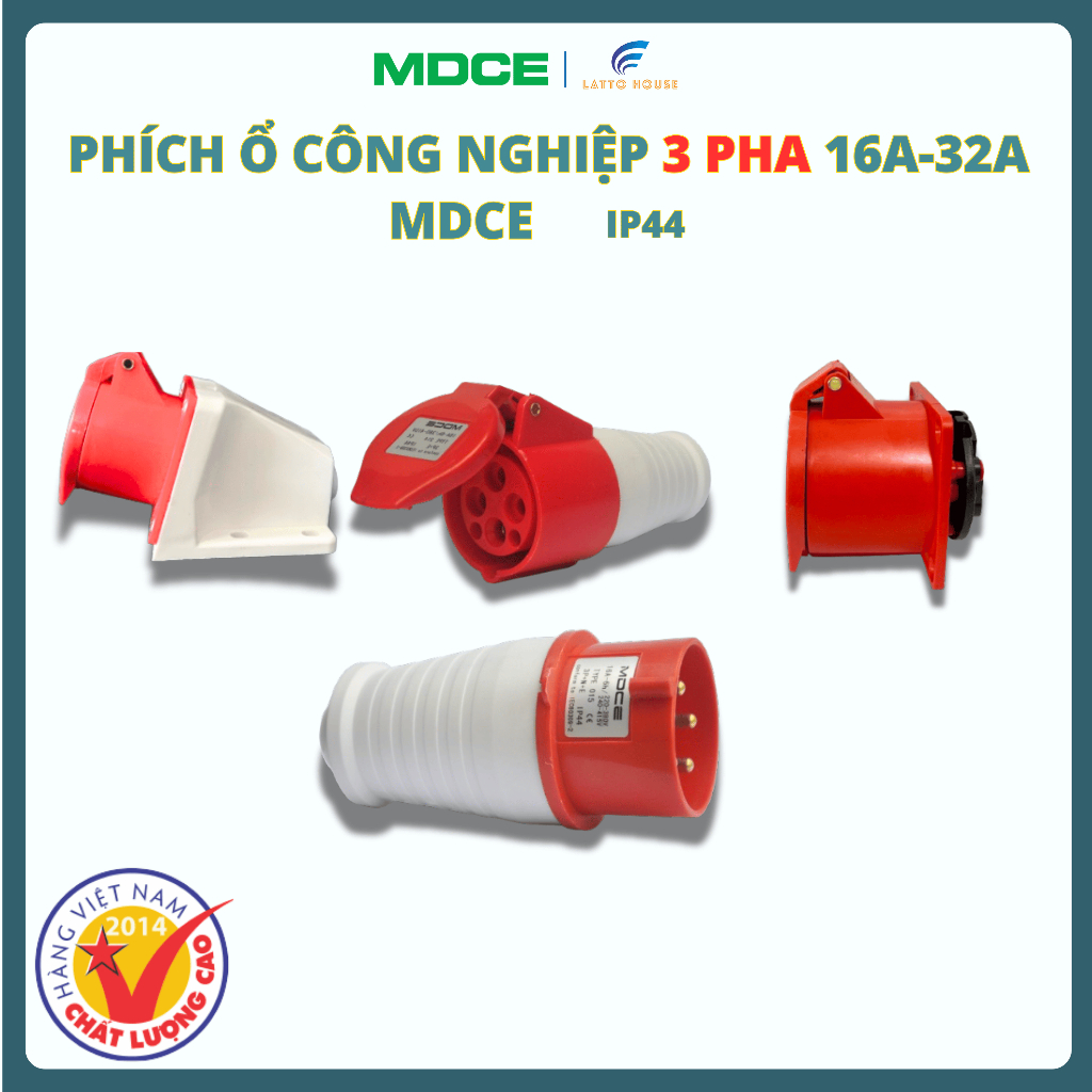 Mdce 3-phase industrial 16A 32A socket plug IP44 protection level ...