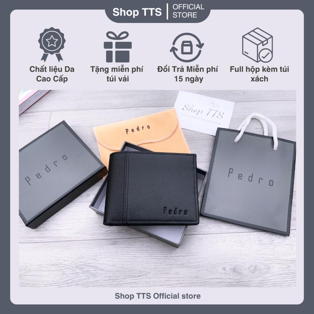 Pedro Men's Plain Leather Wallet/Purse Full Box with Branded Paper ...