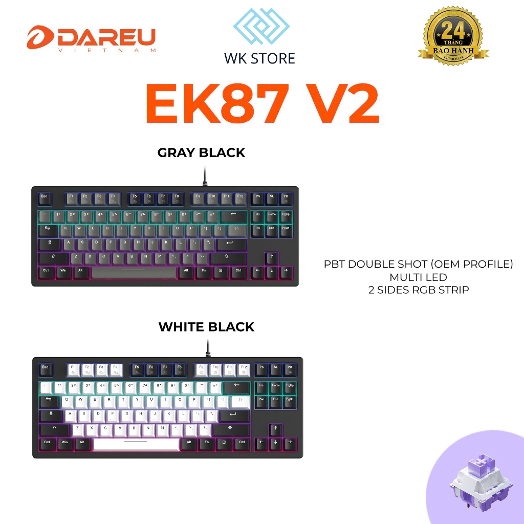 Dareu EK87 V2 mechanical keyboard | Gray x Black / White x Black ...