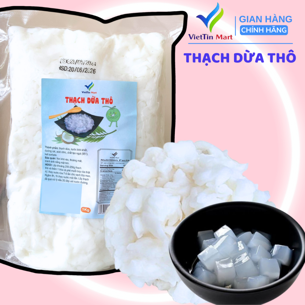 Coconut jelly, 15 cups, raw (dried) pressed with free flavoring (2 bags ...
