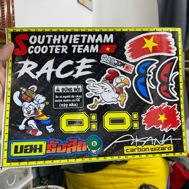 Full 1 sheet of Race ohlins chicken car sticker logo and flag stickers ...