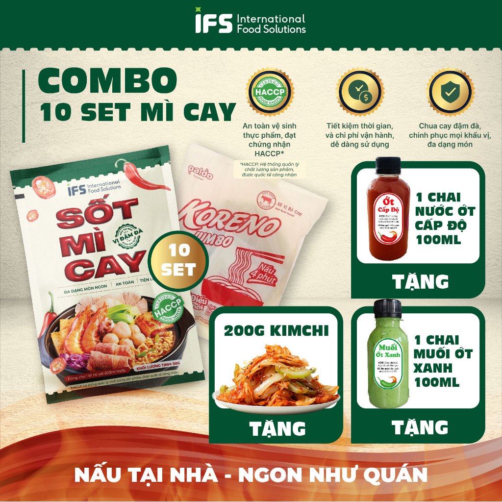 Combo 10 Set OF IFS SPICY NOODLES (1 Set includes Spicy Noodle Sauce ...