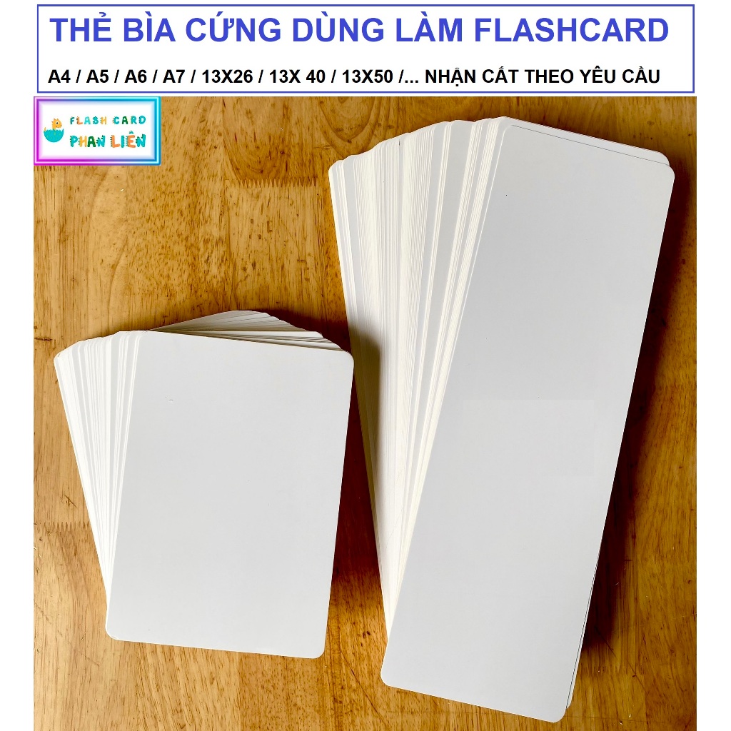 Cardboard cards, white flashcard blanks used to make single words ...