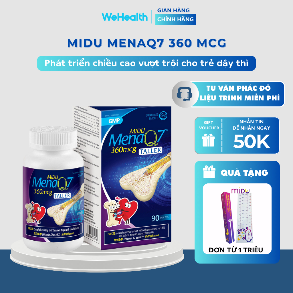 Midu MenaQ7 360mcg (90 tablets) - Supports bone health and height ...