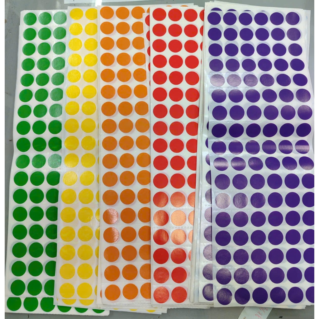 Sheet of 100 round decal stickers in sizes 10mm, 15mm, 20mm, 30mm ...