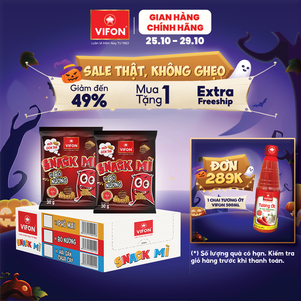 -Box Of 24 packs of VIFON Seafood Noodles/Cheese/Grilled Beef Snack ...