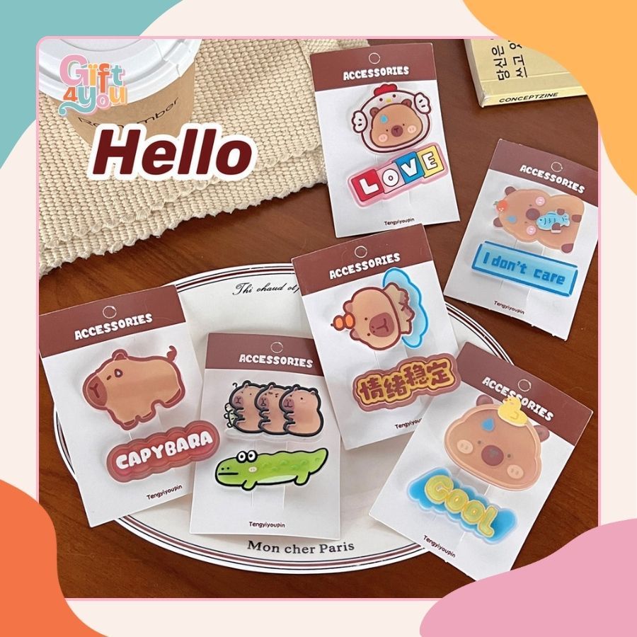 Cute Capybara Hair Clips Set of 2 Korean Fashion Style Bangs Hair Clips ...