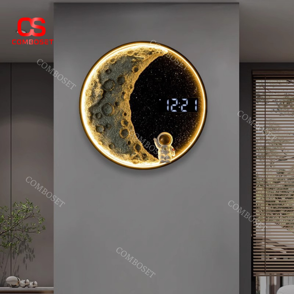Led astronaut sitting on the crescent moon, Ceiling light, wall moon ...