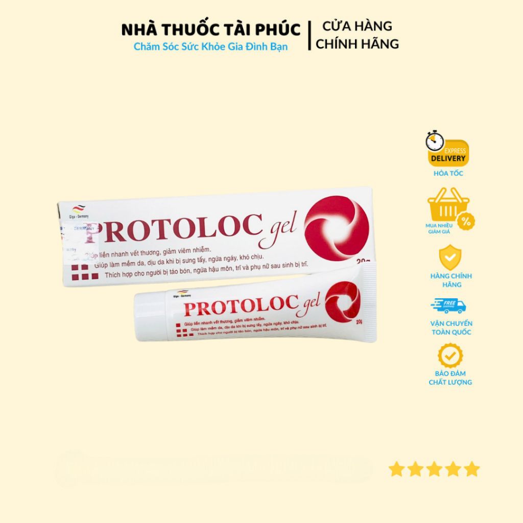Protoloc Gel Hemorrhoid Cream Tube 20g Herbal Extracts heals wounds and soothes the skin ...