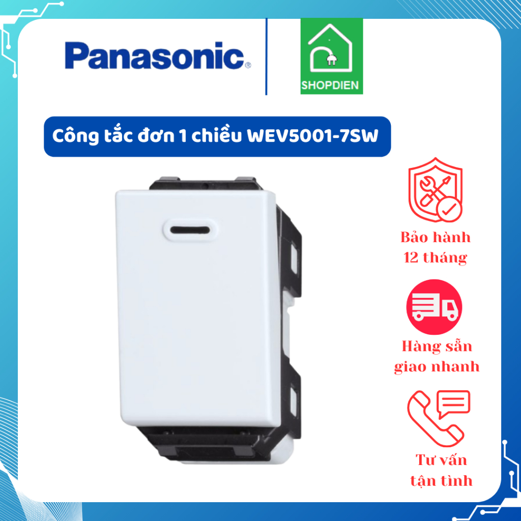Single 1-way switch / Switch B 16AX Wide Series Panasonic WEV5001-7SW ...