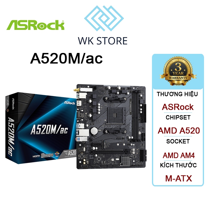 Asrock A520M/ac Mainboard Motherboard | Amd AM4 | | Shopee Malaysia