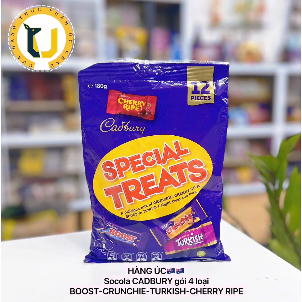 (AUSTRALIAN PRODUCTS) Pack of 4 chocolate candies Crunchie, Cherry ripe ...